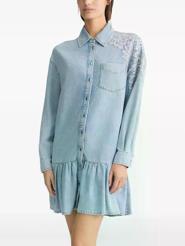 Liu Jo Lace-detail Denim Shirtdress