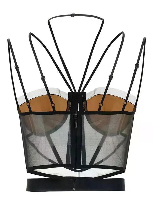 NENSI DOJAKA Sheer-paneled Corset Top