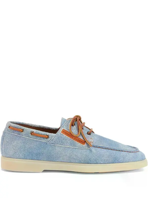 GIUSEPPE ZANOTTI Venice Denim Boat Shoes - Blue