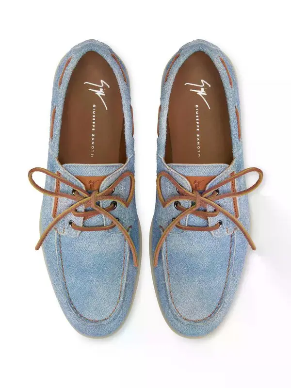 GIUSEPPE ZANOTTI Venice Denim Boat Shoes - Blue