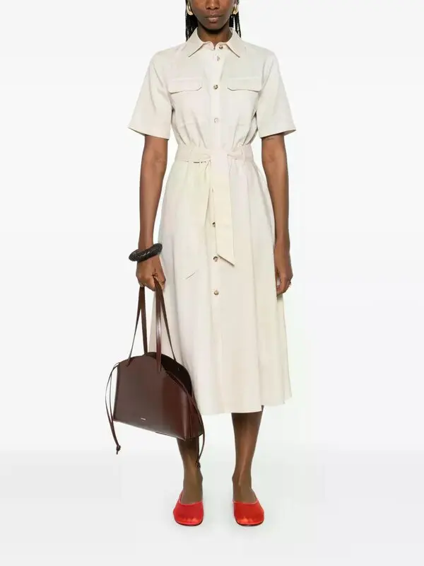 Woolrich Tied-waist Midi Shirt Dress - Neutrals