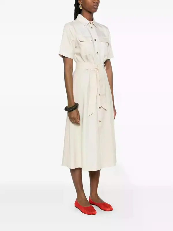 Woolrich Tied-waist Midi Shirt Dress - Neutrals