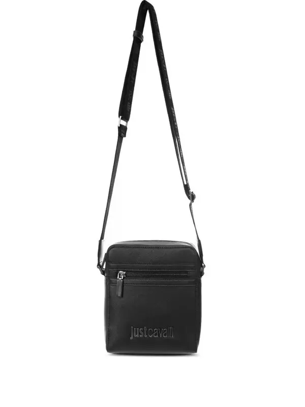 Just Cavalli Embossed Logo Shoulder Bag - Black