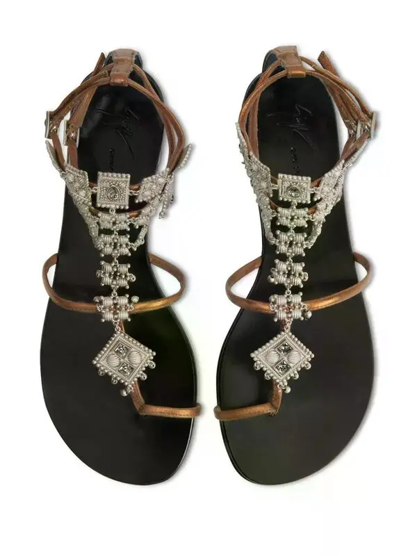 GIUSEPPE ZANOTTI Amira Flat Sandals - Brown