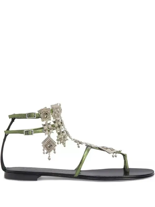 GIUSEPPE ZANOTTI Amira Embellished Sandals - Green