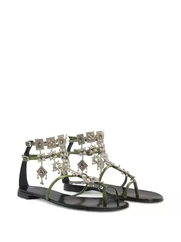 GIUSEPPE ZANOTTI Amira Embellished Sandals - Green