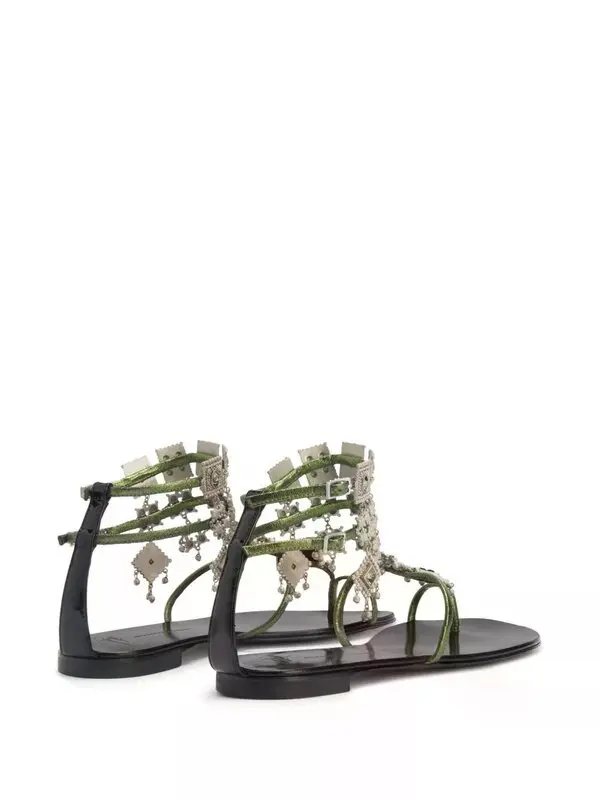 GIUSEPPE ZANOTTI Amira Embellished Sandals - Green