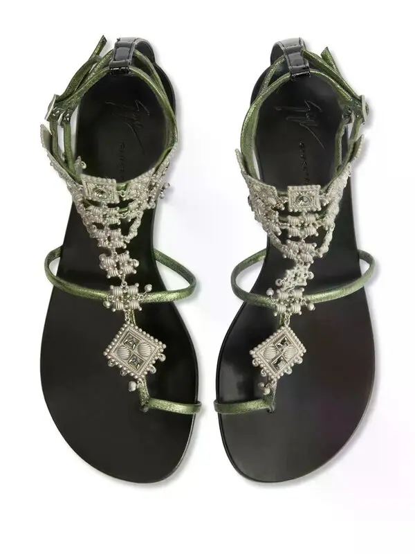 GIUSEPPE ZANOTTI Amira Embellished Sandals - Green