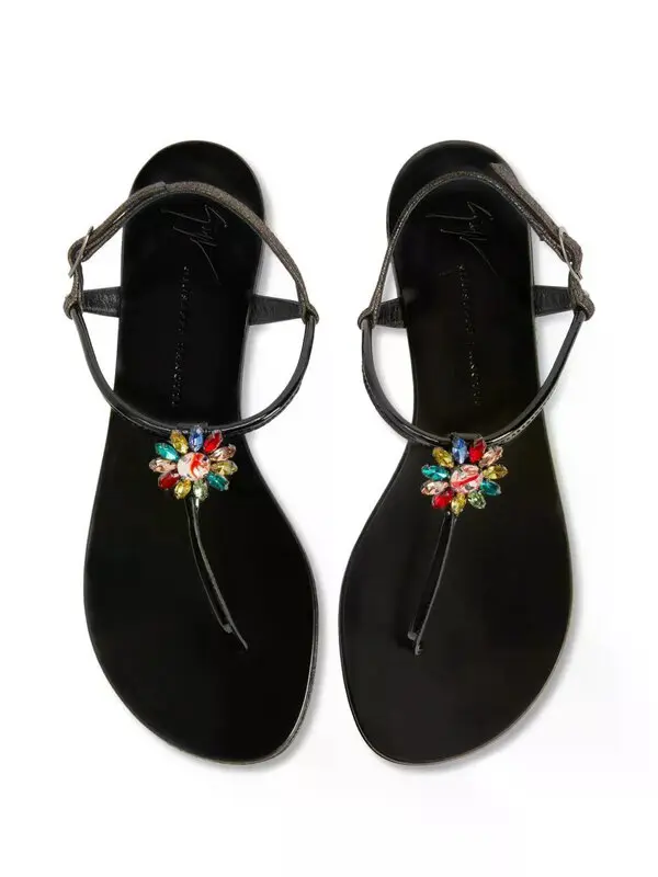 GIUSEPPE ZANOTTI Noussa Flat Sandals - Black