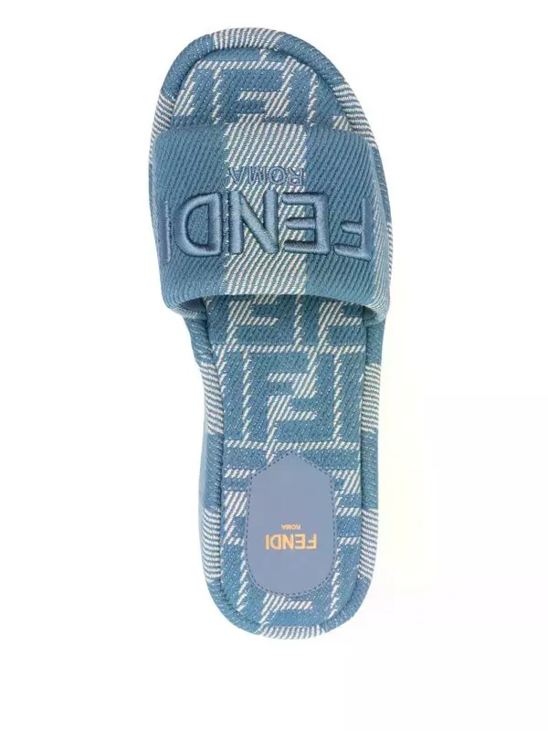 Fendi Logo-embroidered Slides - Blue
