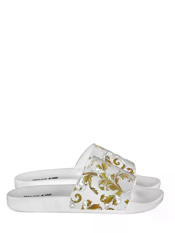 Versace Barocco-print Slides - White