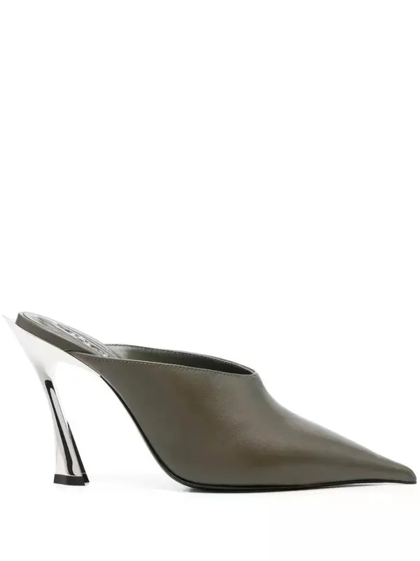 MUGLER 95mm Suede Mules - Green