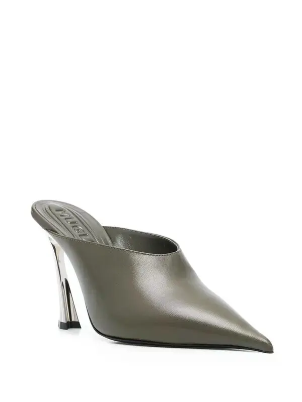 MUGLER 95mm Suede Mules - Green