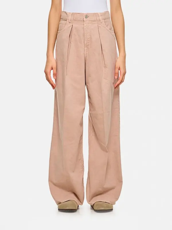 HAIKURE Pleated Wide Leg Jeans - Nude