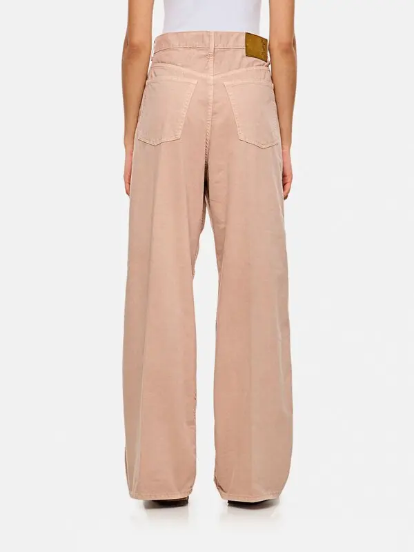 HAIKURE Pleated Wide Leg Jeans - Nude