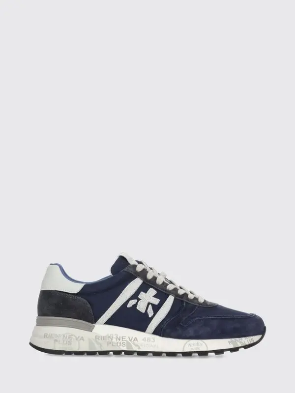 Premiata Lander Suede And Nylon Lace-up Sneakers - Blue