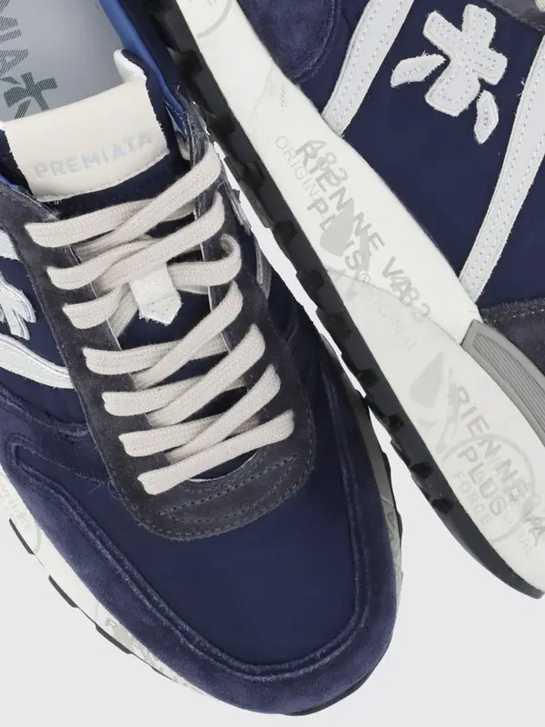 Premiata Lander Suede And Nylon Lace-up Sneakers - Blue