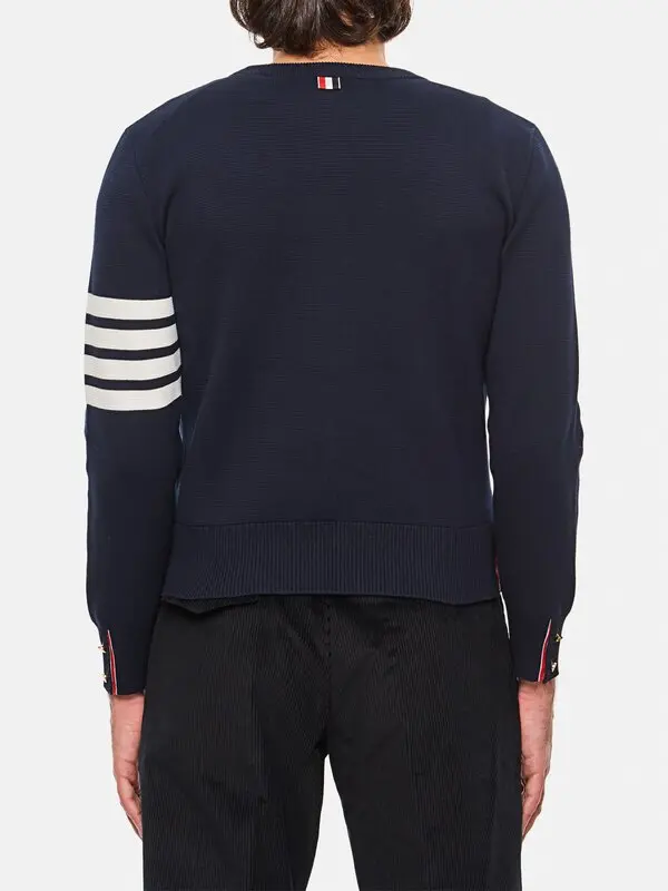 Thom Browne Sweater With Signature Striped Sleeves - Blue
