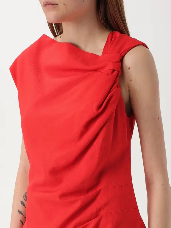 MSGM Navy Ruched Dress - Red