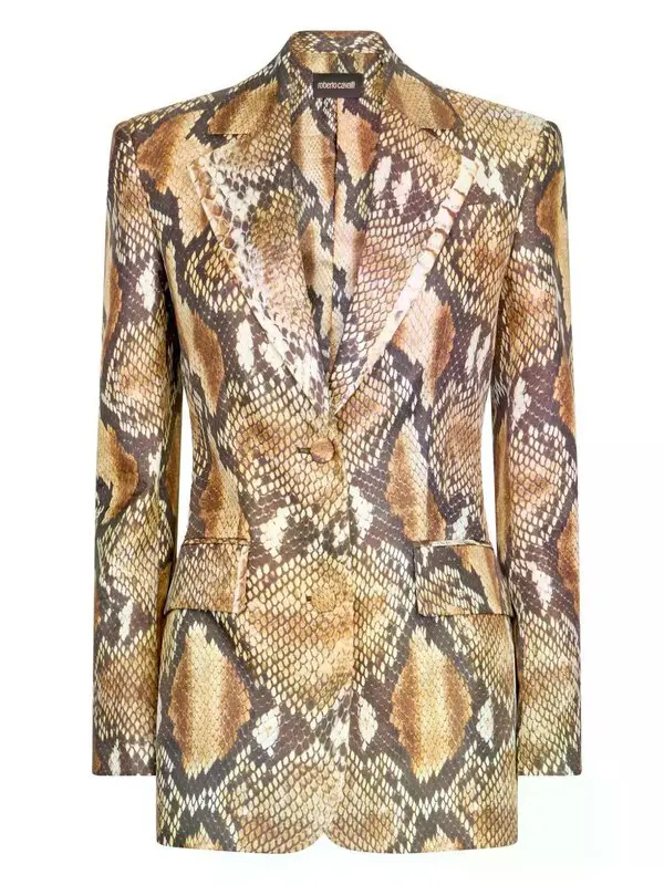 Roberto Cavalli Snakeskin-print Blazer - Neutrals