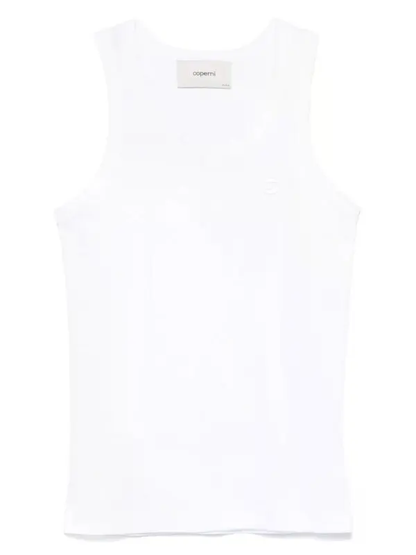 Coperni Logo Ribbed Tank Top - White