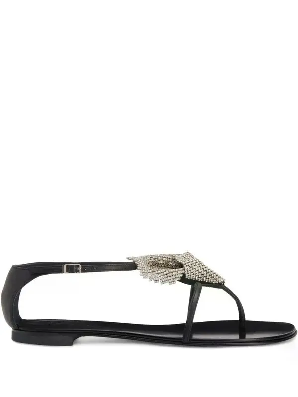 GIUSEPPE ZANOTTI Calla Flower Embellished Sandals - Black
