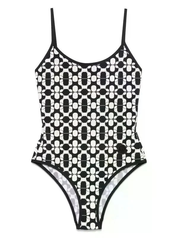 Moncler Geometric-print Swimsuit - Black