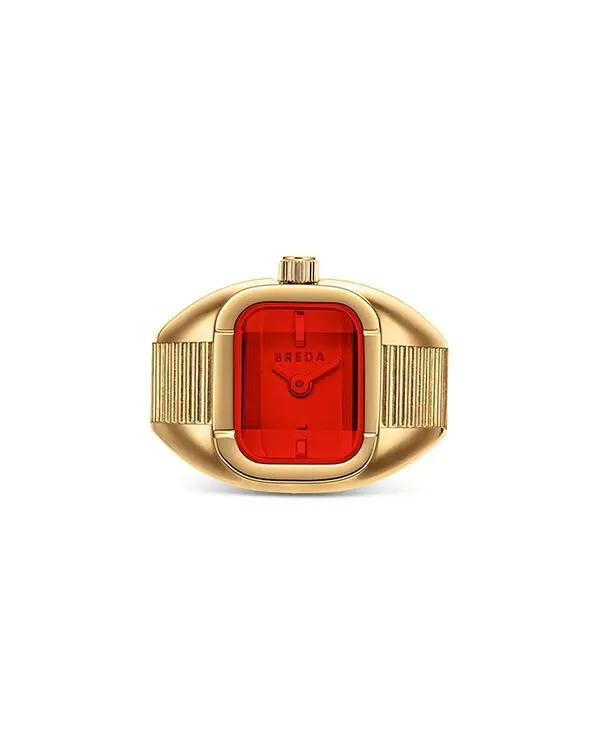 BREDA Nocturne Expandable Ring Watch, 16mm - Red/gold
