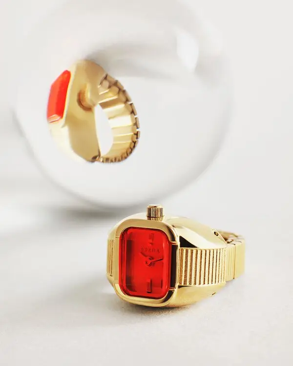 BREDA Nocturne Expandable Ring Watch, 16mm - Red/gold
