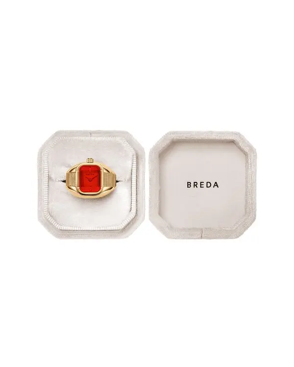 BREDA Nocturne Expandable Ring Watch, 16mm - Red/gold