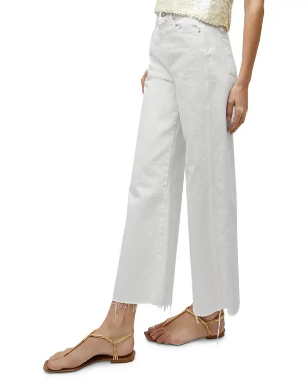Veronica Beard Taylor High-rise Cropped Wide-leg Jeans - White