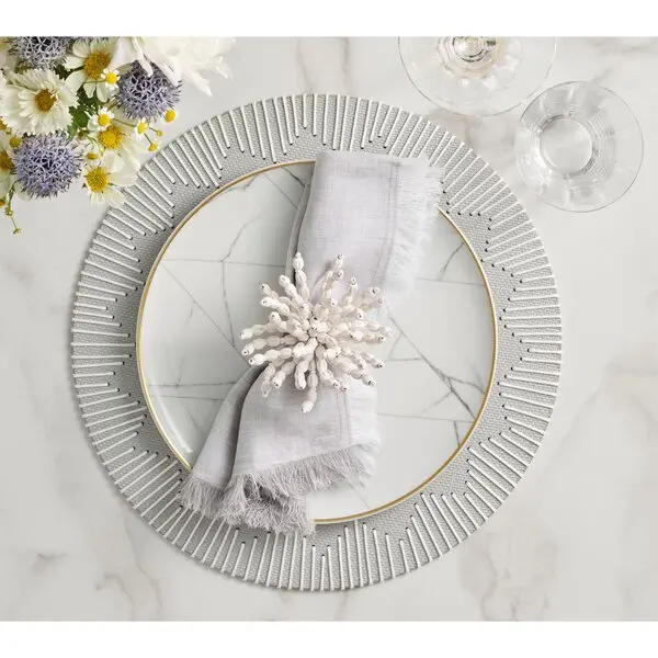 KIM SEYBERT Chambray Fringe Napkin - Gray
