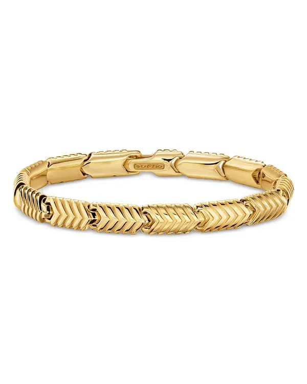 David Yurman Chevron Link Bracelet In 18k Yellow 7.6mm - Gold