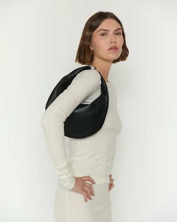 HYER GOODS 3-in-1 Convertible Hobo Ring Bag - Black/silver