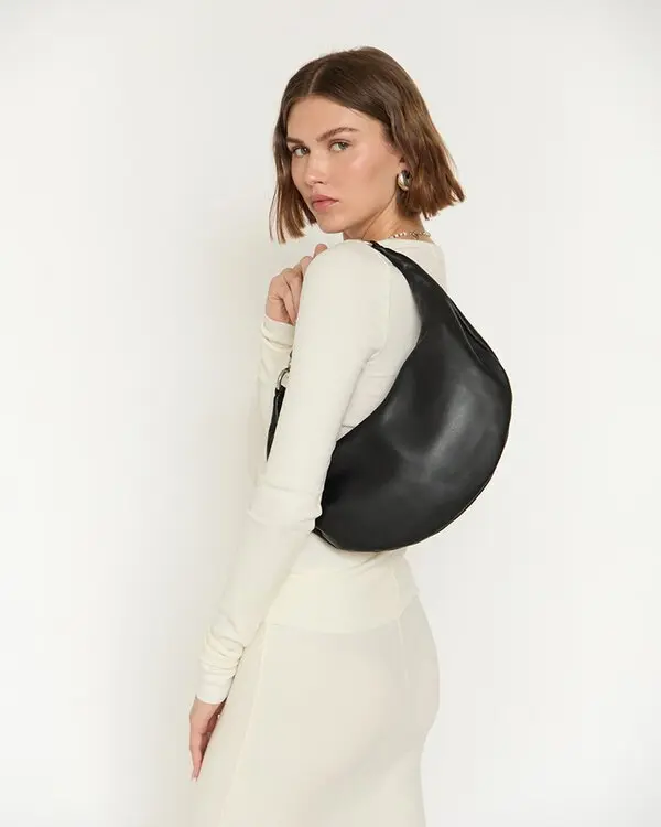 HYER GOODS 3-in-1 Convertible Hobo Ring Bag - Black/silver