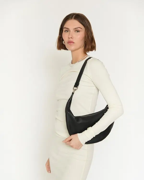 HYER GOODS 3-in-1 Convertible Hobo Ring Bag - Black/silver