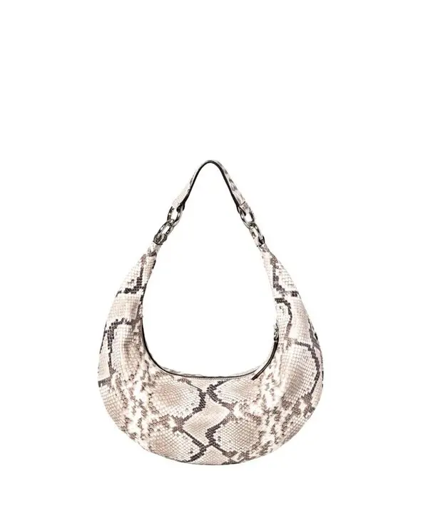 HYER GOODS 3-in-1 Convertible Hobo Ring Bag - White Python No