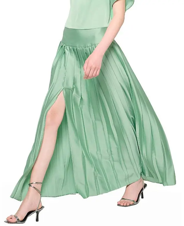 AS By DF Pleated Maxi Skirt With Leg Slit