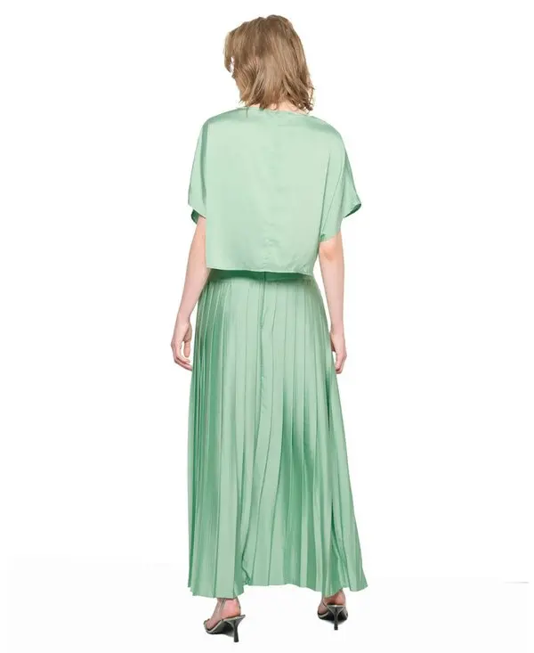 AS By DF Pleated Maxi Skirt With Leg Slit