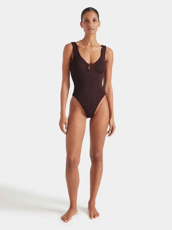 Hunza G Celine One Piece Swimsuit - Metallic Chocolate