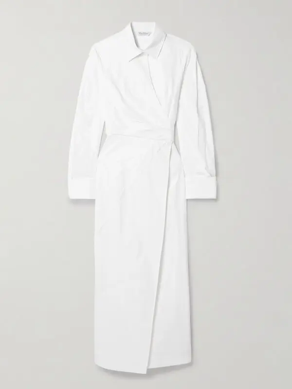Max Mara Cotton-blend Poplin Midi Shirt Dress - White