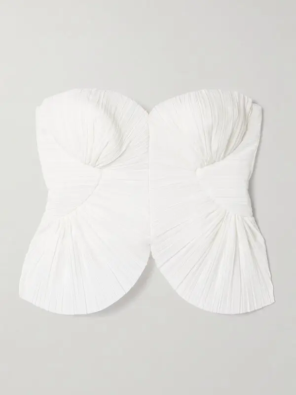 Cult Gaia Jace Strapless Plissé-voile Bustier Top - Neutrals