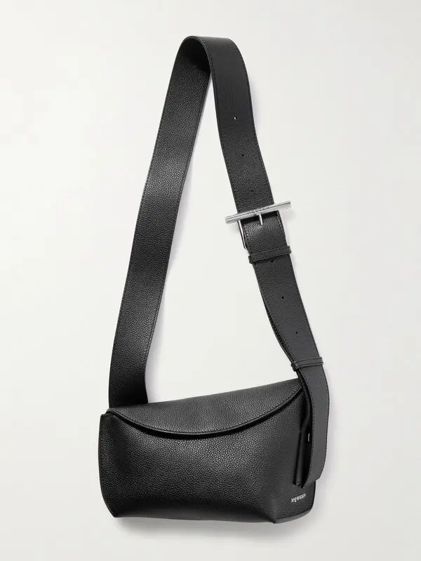 Alexander McQueen T-bar Sling Textured-leather Shoulder Bag - Black