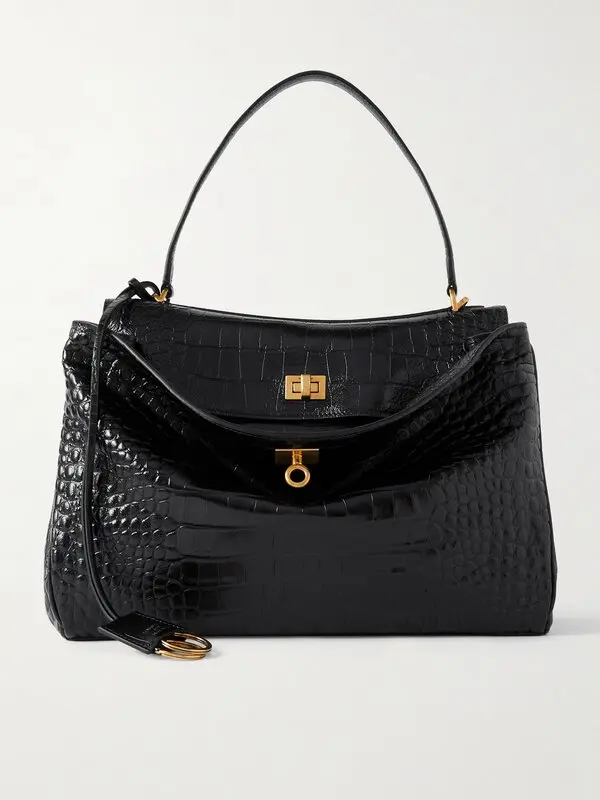 Balenciaga Rodeo Medium Croc-effect Leather Tote
