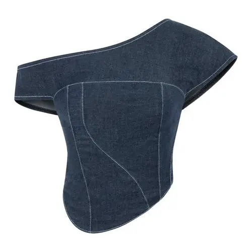 JENDUE Vonk Asymmetric Denim Top