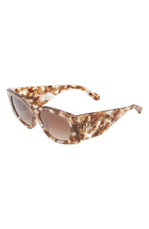 Tory Burch Kira Rectangular Sunglasses - Clear / Brown Tort
