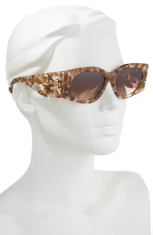 Tory Burch Kira Rectangular Sunglasses - Clear / Brown Tort