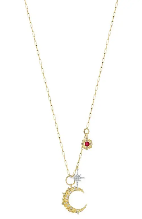 Hueb Penka Diamond & Ruby Multi-charm Necklace - Yellow And White Gold