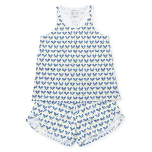 LILA AND HAYES Alyssa Pajama Short Set - Pickleball Blue