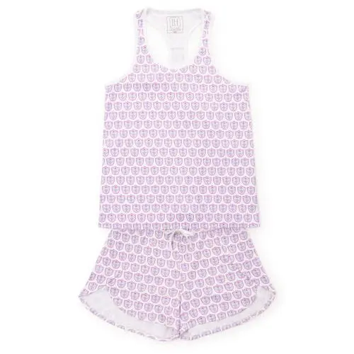 LILA AND HAYES Alyssa Pajama Short Set - Tennis Crest Pink